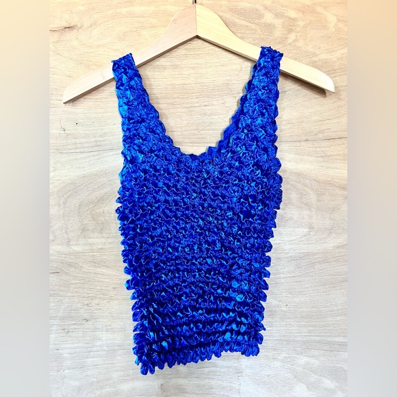 Tops | Vintage Y2k Bubble Popcorn Tank Top One Size Cobalt Blue Great ...